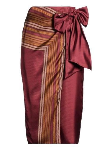 Max Mara Satin Tiewaist Midi Skirt - Brown