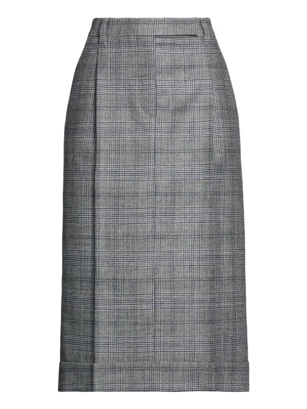 Brunello Cucinelli Plaid Flared Skirt - Grey