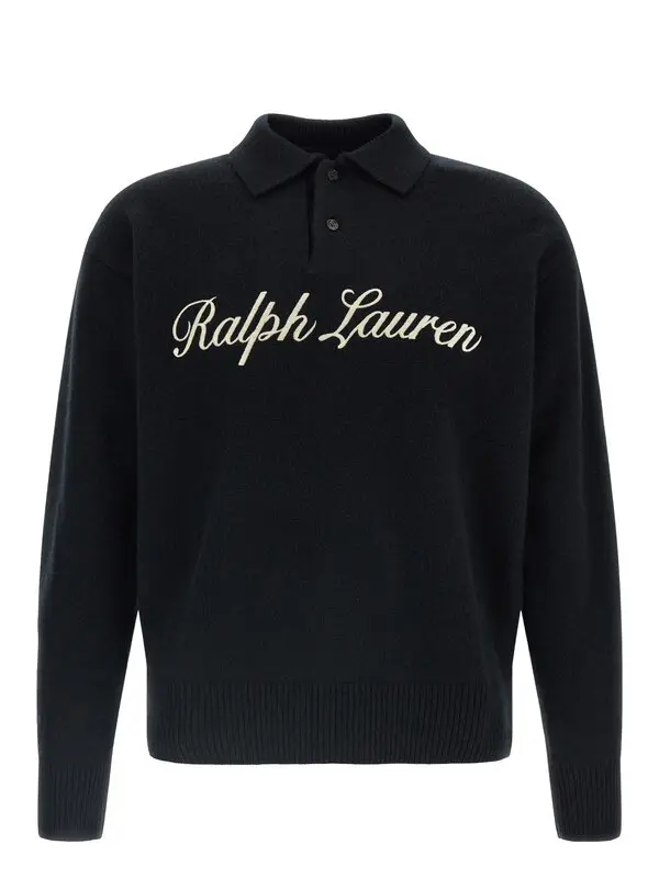 Ralph Lauren Long-sleeve Knitted Polo Shirt - Black