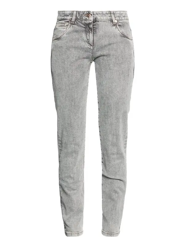 Brunello Cucinelli Plain Colour Denim Trousers - Grey