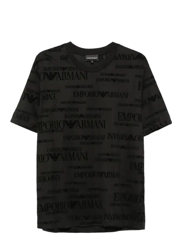Emporio Armani All-over Logo T-shirt - Black