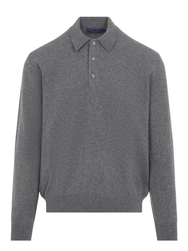 Ralph Lauren Long-sleeve Knitted Polo Shirt - Medium Grey