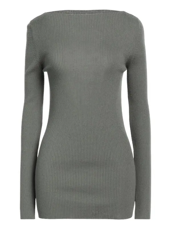Rick Owens Wool Long Sleeve Knit Sweater - Gray