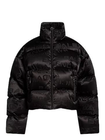 Balenciaga Minimalist Printed Down Jacket - Black
