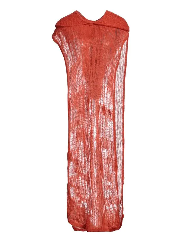 Rick Owens Minimalist Solidcolor Sleeveless Knit Hoodie - Orange