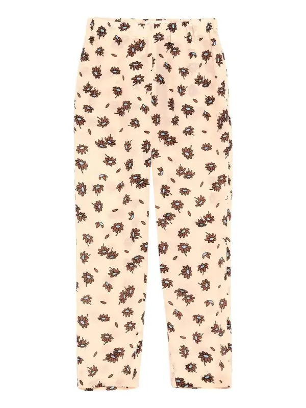 Marni Floral-patterned Cropped Tapered Pants - Pink