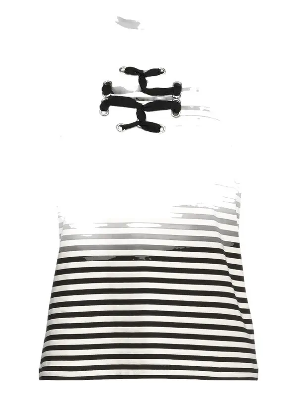 Tory Burch Striped Lace-up T-shirt - Black