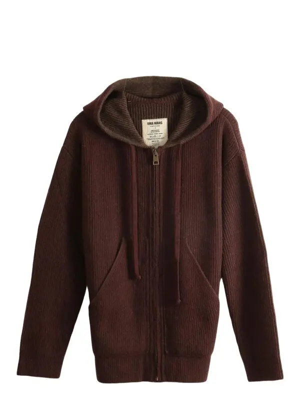UMA WANG Long-sleeve Zip-up Cardigan - Brownred/brown