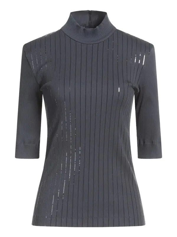 Brunello Cucinelli Sequined Turtleneck T-shirt - Blue
