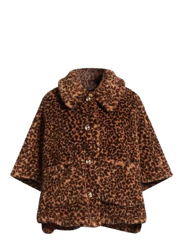 Max Mara Leopardprint Cape Coat - Brown