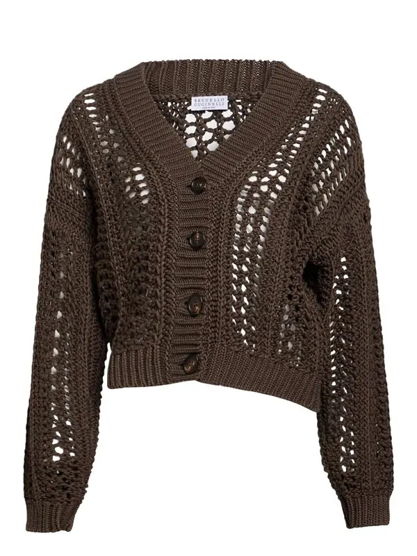 Brunello Cucinelli Solidcolor Thick Knit Cardigan - Brown
