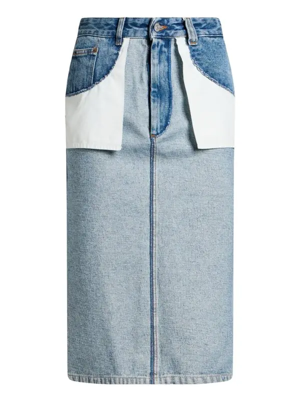 MAISON MARGIELA Mediumblue Denim Midi Skirt - Blue