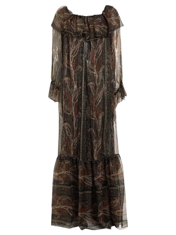 Saint Laurent Bohemian-style Long Dress - Black