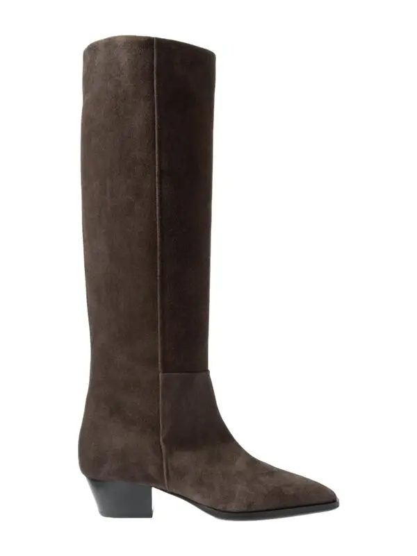 AeydĒ Solid Color Suede Knee Boots - Black