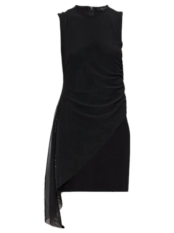 ALLSAINTS Sleeveless Ruched Asymmetric Mini Dress - Black