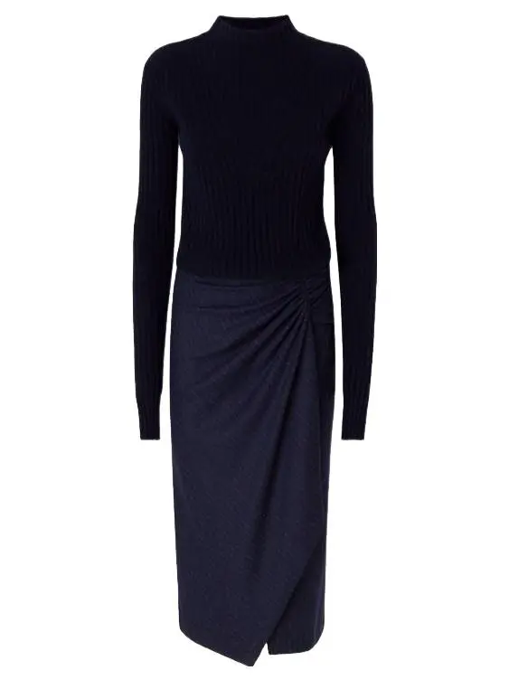 Pinko Ribbed-knit Pinstripe-pattern Dress - Black