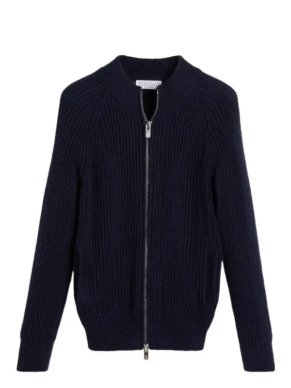 Brunello Cucinelli Zip-up Cardigan - Navy Blue