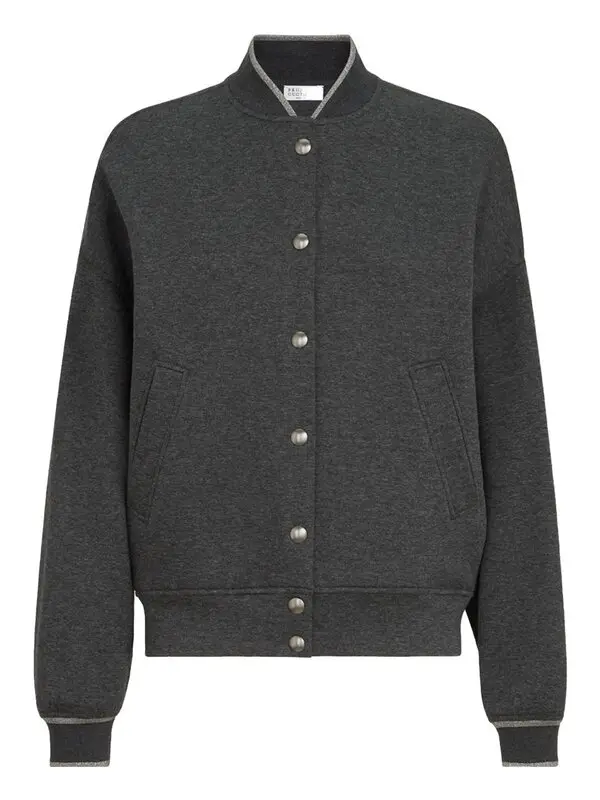 Brunello Cucinelli Techno Cotton And Cashmere Interlock Bomber Jacket - Anthracite