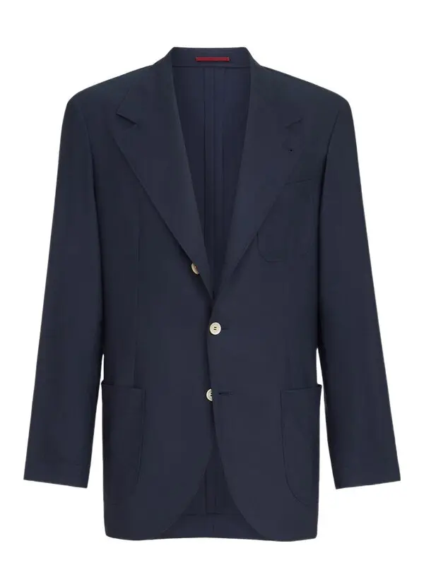 Brunello Cucinelli Cashmere Batavia Deconstructed Blazer With Patch Pockets - Blue