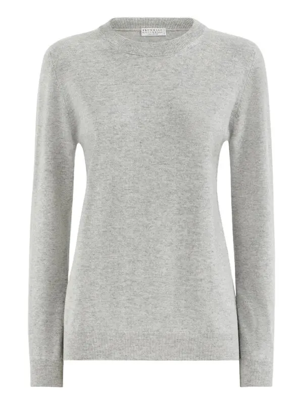 Brunello Cucinelli Cashmere Sweater With Monili - Pebble