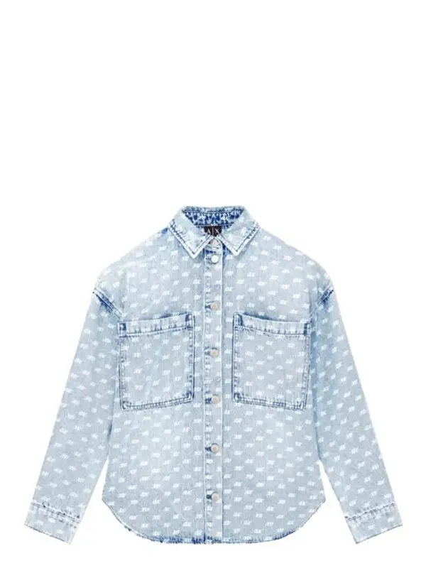 Armani Exchange Logo-print Denim Shirt - Blue
