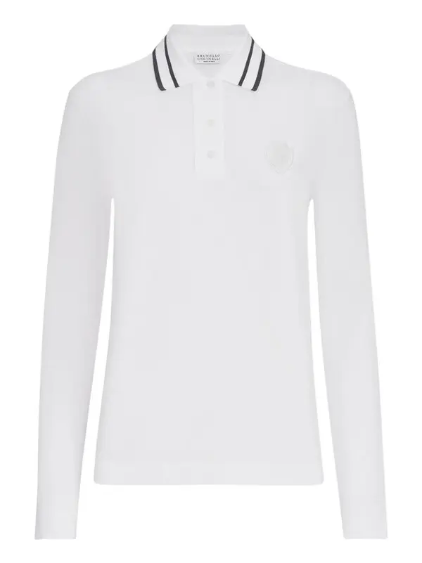 Brunello Cucinelli Stretch-cotton Piqué Polo Shirt With Logo - White