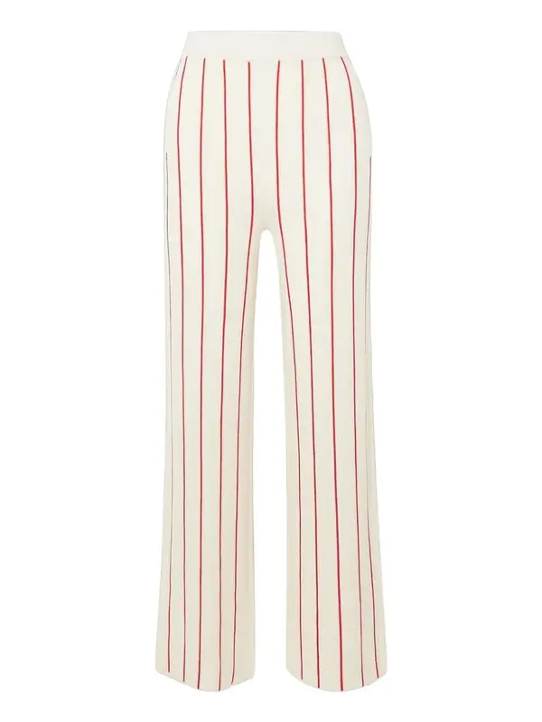Perfect Moment Slalom Striped Merino Wool Leggings - White