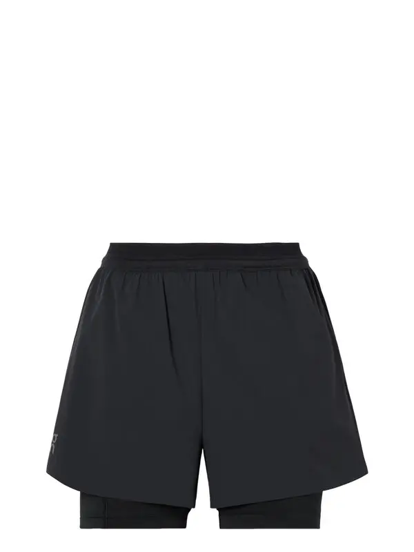 On Pace Layered Recycled-shell And Stretch-jersey Shorts - Black