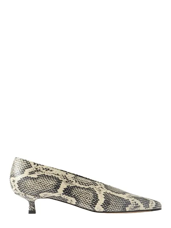 AeydĒ Snake-print Pointed-toe Kitten Heel Pumps - No