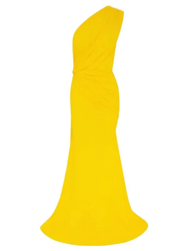 Alex Perry One Shoulder Drape Gown - Yellow