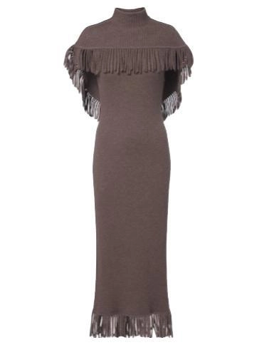Simkhai Jordan Caped Wool And Cashmere Maxi Dress - Brown