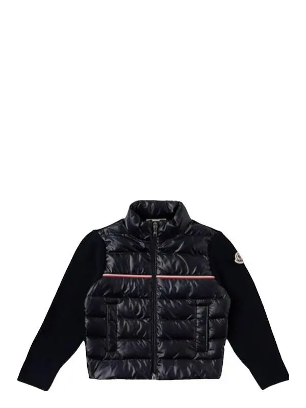 Moncler Tricolour Padded Cotton Blend Cardigan - Black