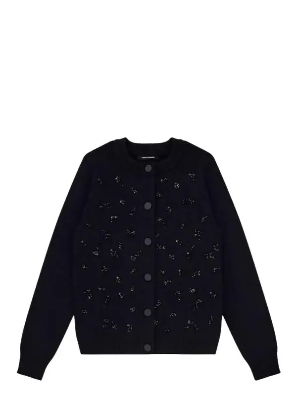 Armani Exchange Regular Fit Cardigan In Knitted Viscose Blend - Black