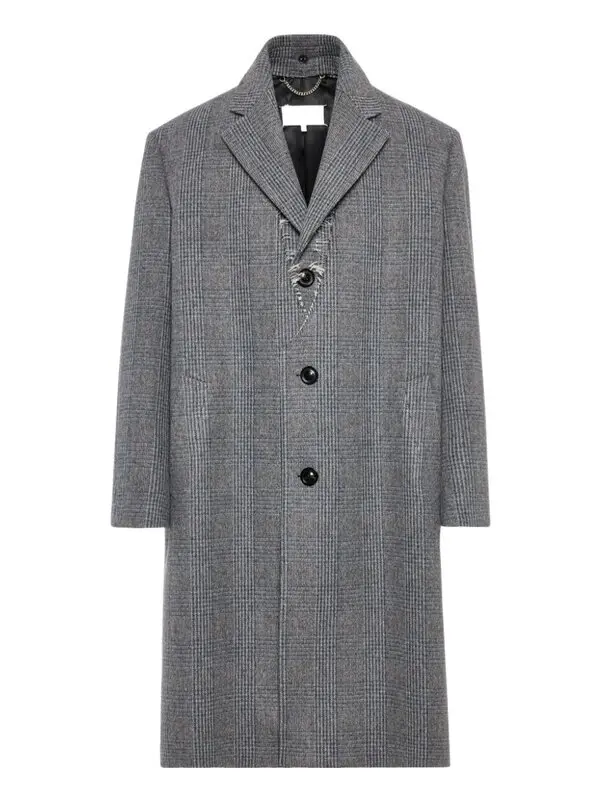 MAISON MARGIELA Check Frayed Coat - Grey