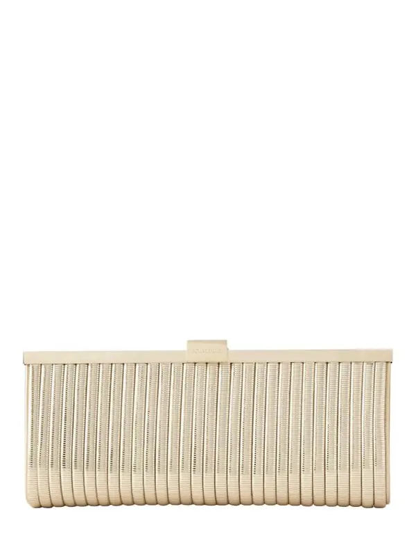 AQUAZZURA Ruched Metallic Leather Clutch - Nude