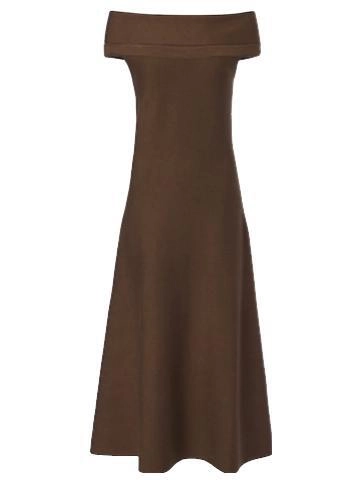 Simkhai Camilla Off-shoulder Wool Midi Dress - Brown