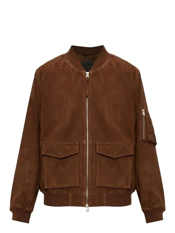 ALLSAINTS Suede Bomber Jacket - Auburn
