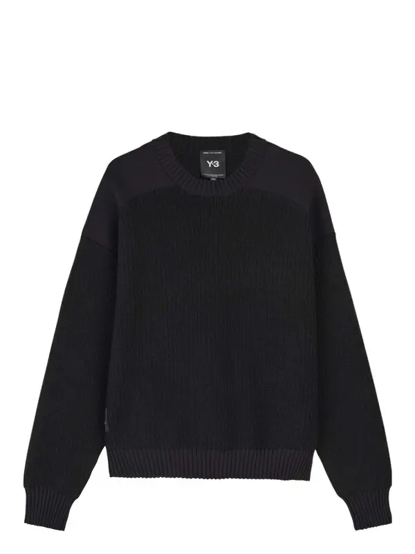 Y3 Loosefitting Crewneck Knit Sweater - Black