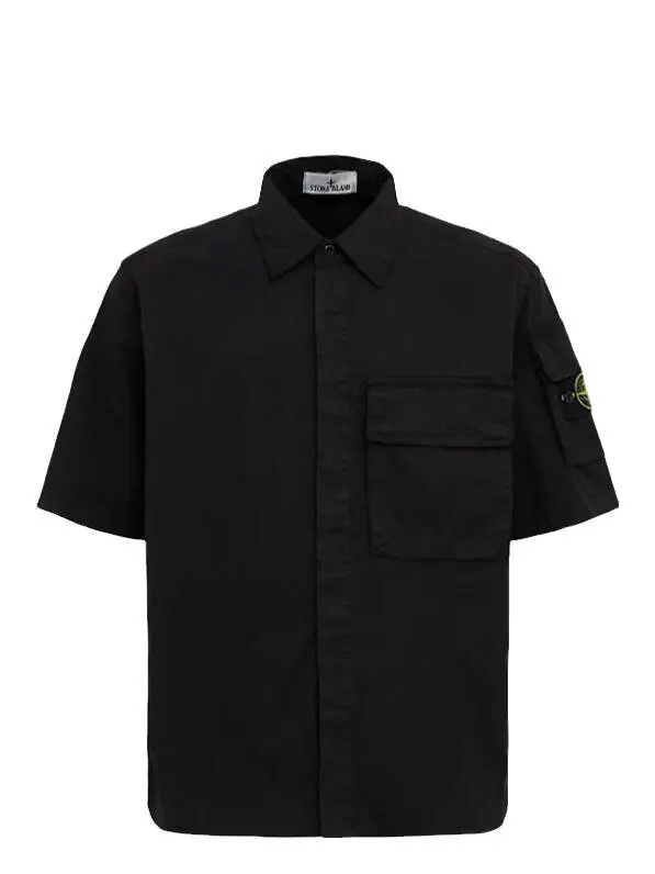 Stone Island Stretch Cotton Twill Shirt - Black