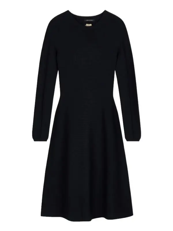 Armani Exchange Long-sleeved, Mid-length, Round-neck Dress - Black