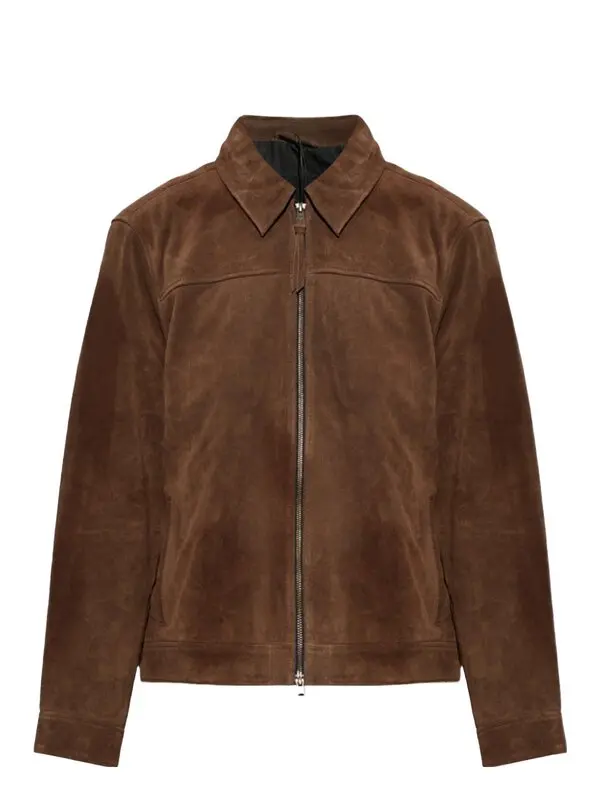 ALLSAINTS Suede Zip Jacket - Brown