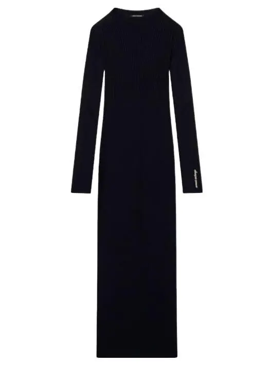 Armani Exchange Ribbed Long-sleeve Dress - Black