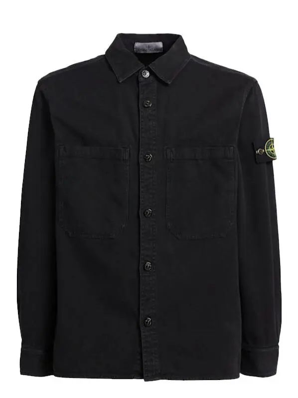 Stone Island Vintage Effect Cotton Shirt - Black