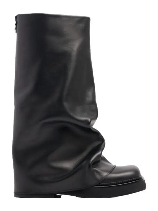 Attico Thigh-high Boots With Ruched Shaft - Black