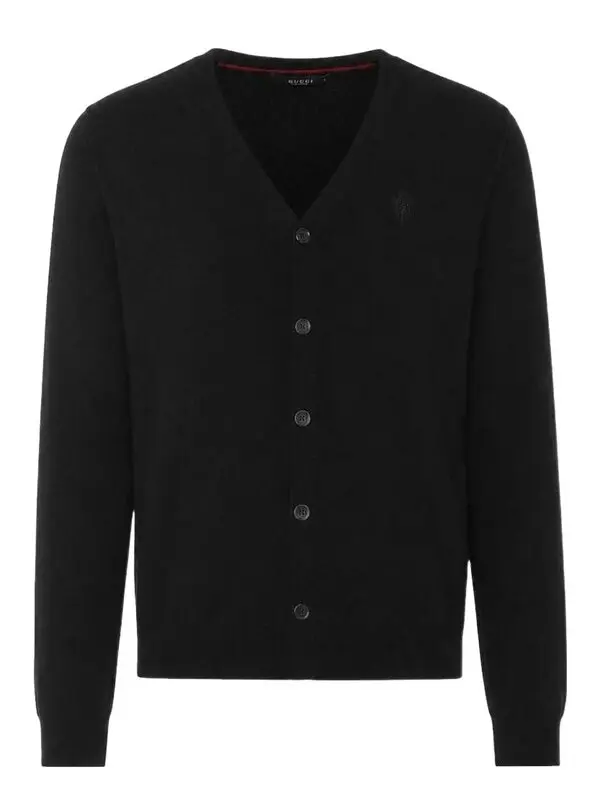 Gucci V-neck Logo Cardigan - Black