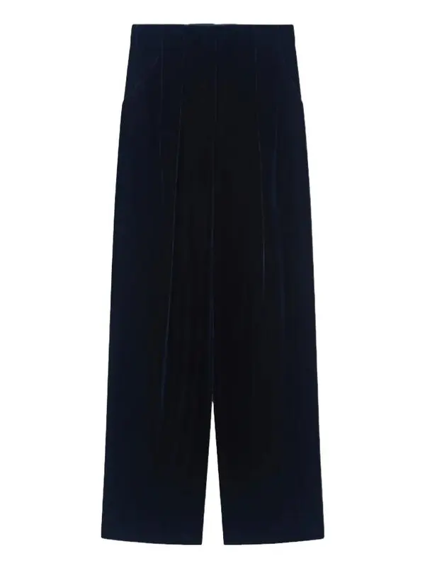 Giorgio Armani Double-darted Velvet Trousers - Black