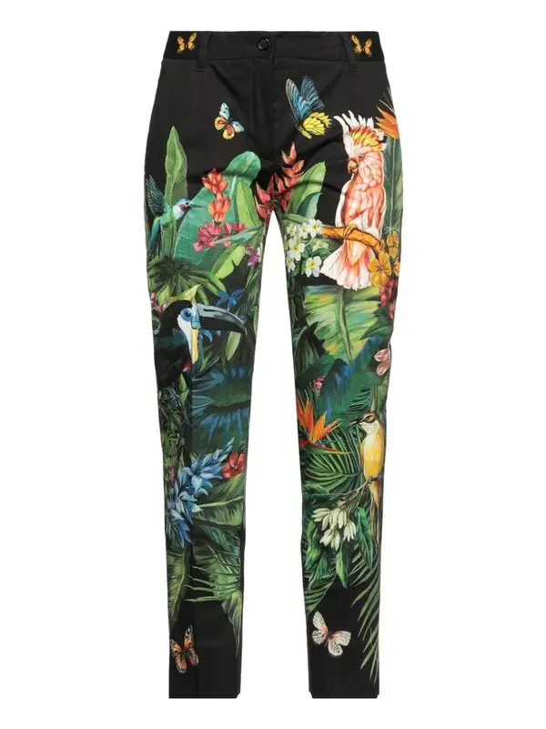 Dolce & Gabbana Floral Print Casual Trousers - Black