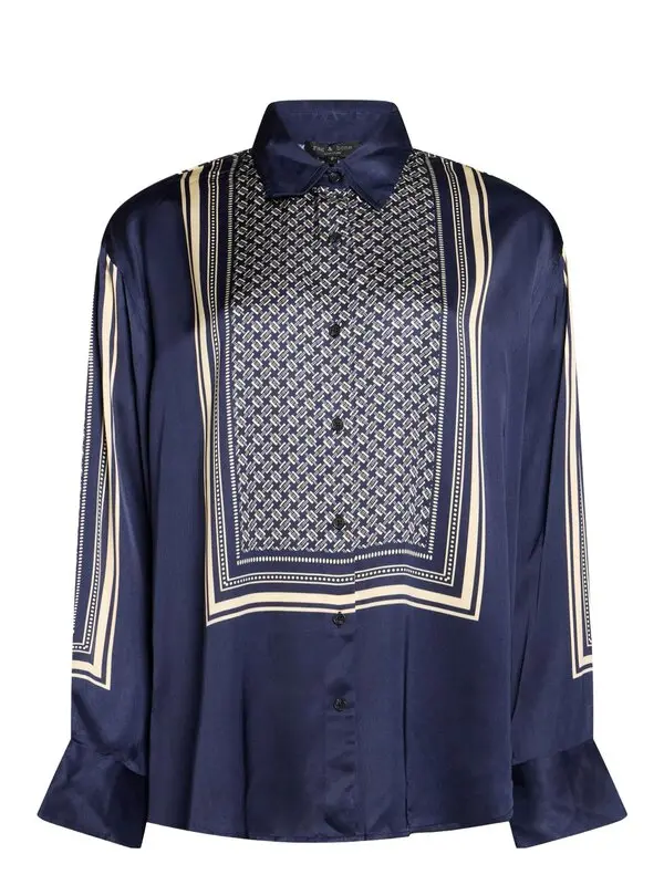 Rag & Bone Two-tone Satin Shirts - Blue