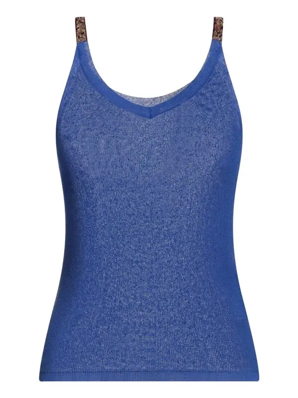 Max Mara Sleeveless Vneck Knit Top - Blue
