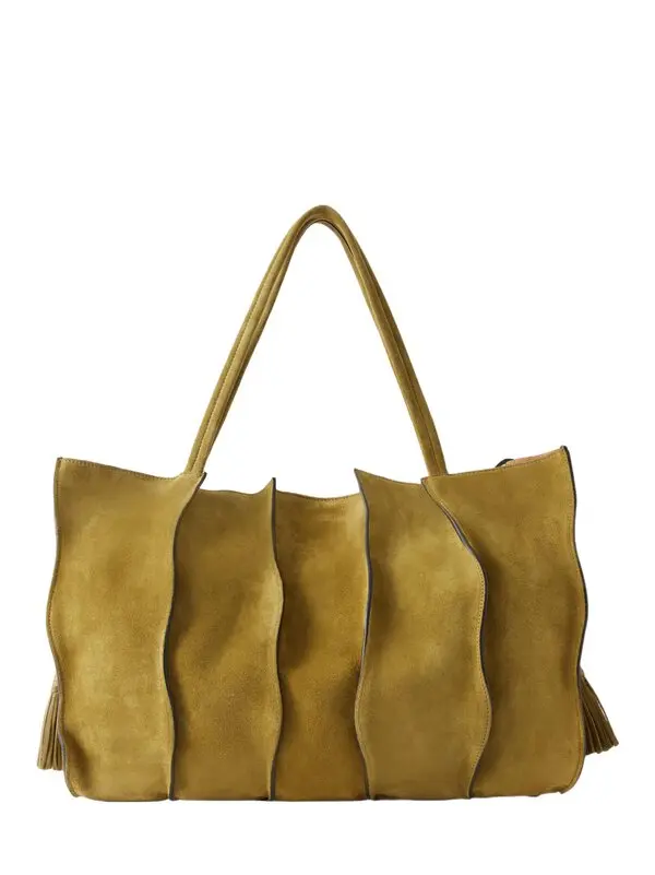 Ulla Johnson Suede Tote Bag With Painted Edges - Brown